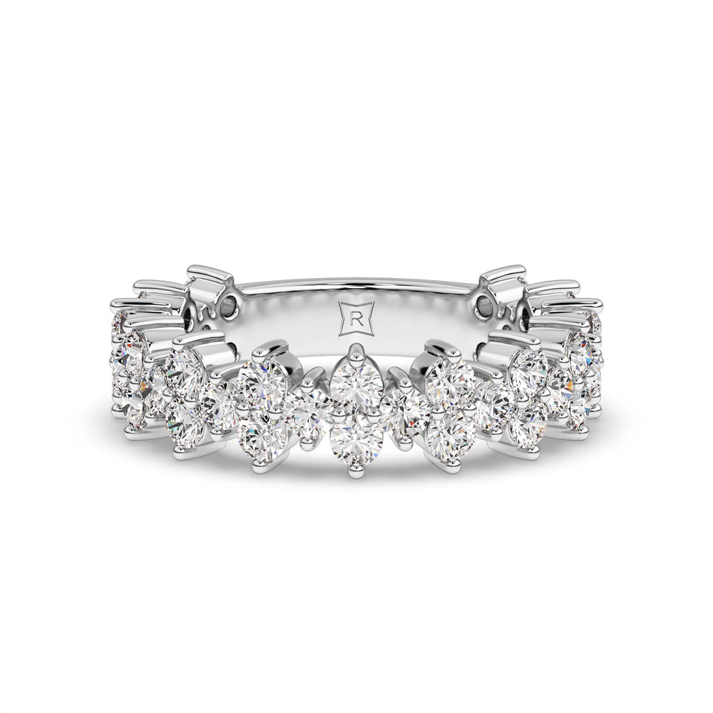 Luminous Cascade Ring - A Charming Brilliance in 18k White Gold